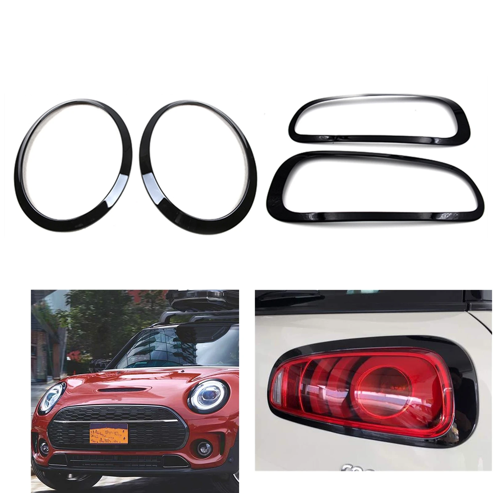 4pc-Headlight-Taillamp-Cover-Trim-For-Mini-Cooper-F54-2015-2020-Clubman ...