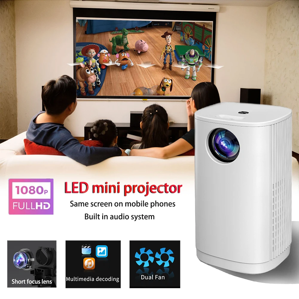 2024-T1-Mini-Convenient-Projector-4k-Android-Wireless-WIFI-Home-Theater ...