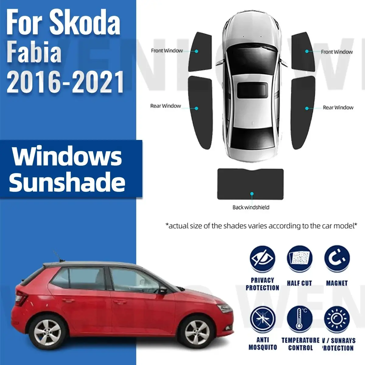 For-Skoda-Fabia-NJ-2016-2021-Side-Window-Sun-Shade-Visor-Magnetic-Car ...