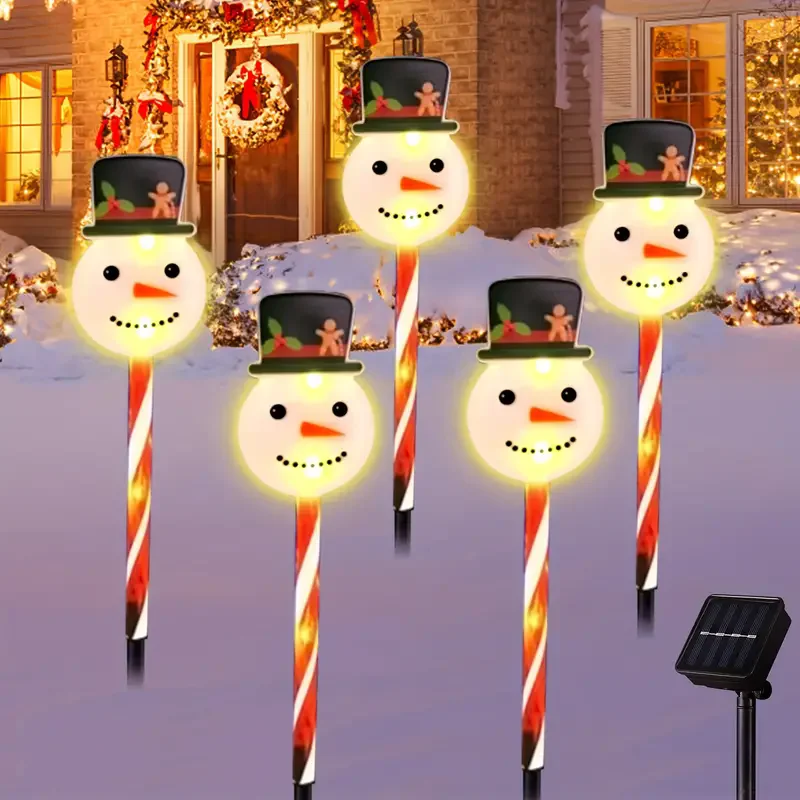 Snowman-Solar-Garden-Stake-Lights-Christmas-Yard-Decor-luzes-imperme ...