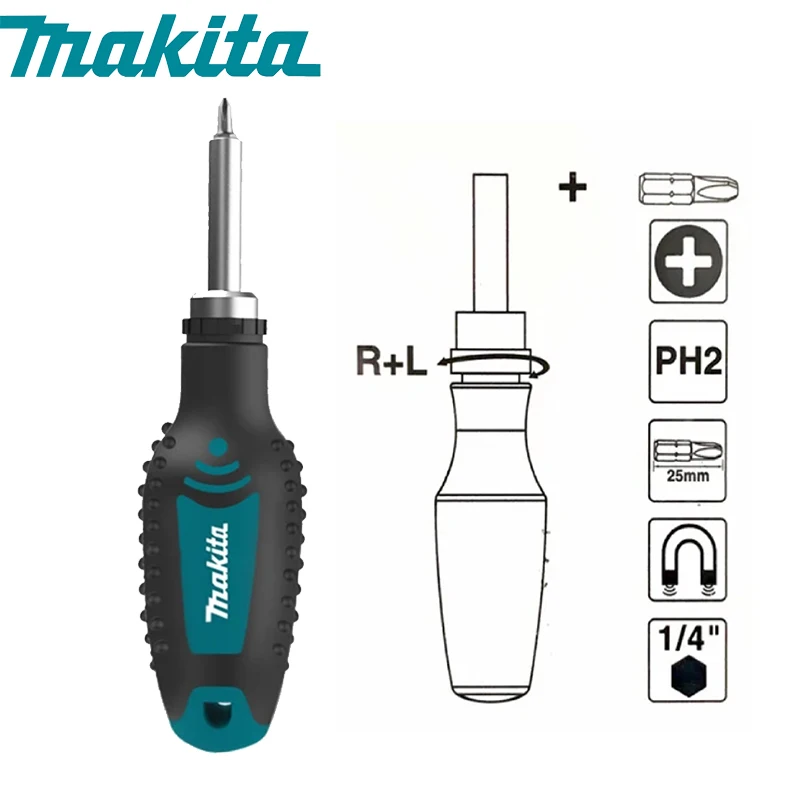 Makita-D-58833-Ratchet-Screwdriver-Magnetic-Semi-Automatic-Positive ...