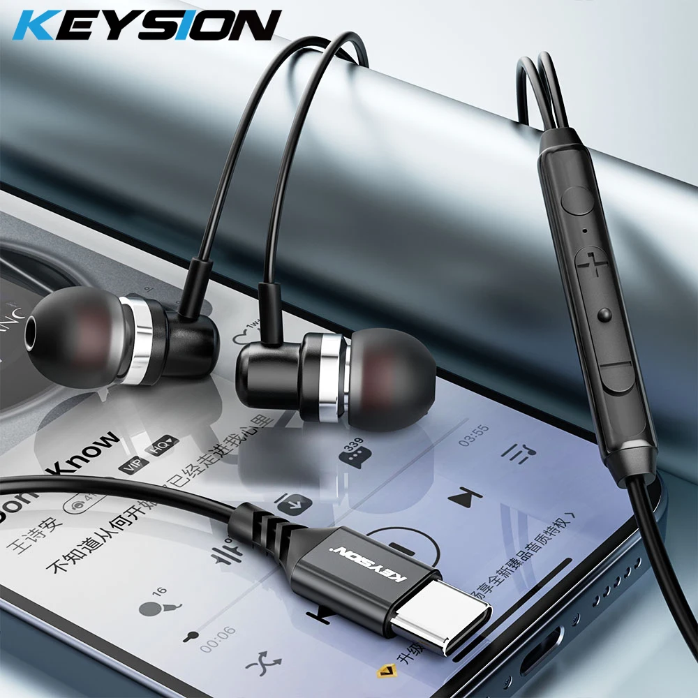 KEYSION Type-C Wired Earphones In-ear Mic USB C Headphones DAC HiFi ...