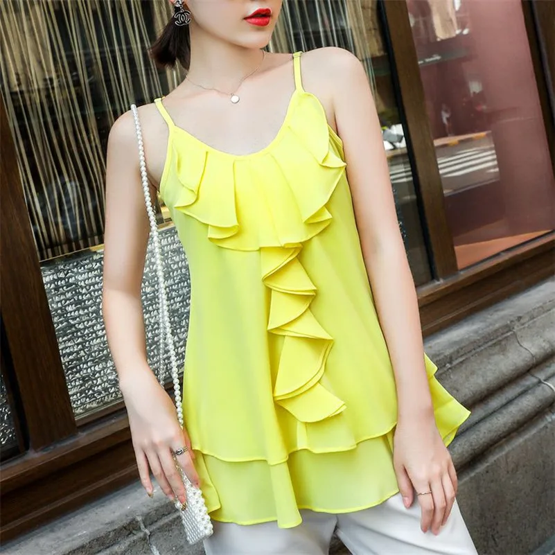 Chiffon Tank Tops Summer Woman | Women V Neck Chiffon Tanks | Chiffon ...