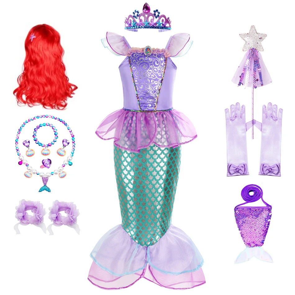 Mermaid-Costume-For-Girls-Halloween-Dress-Kids-Birthday-Gift-Princess ...