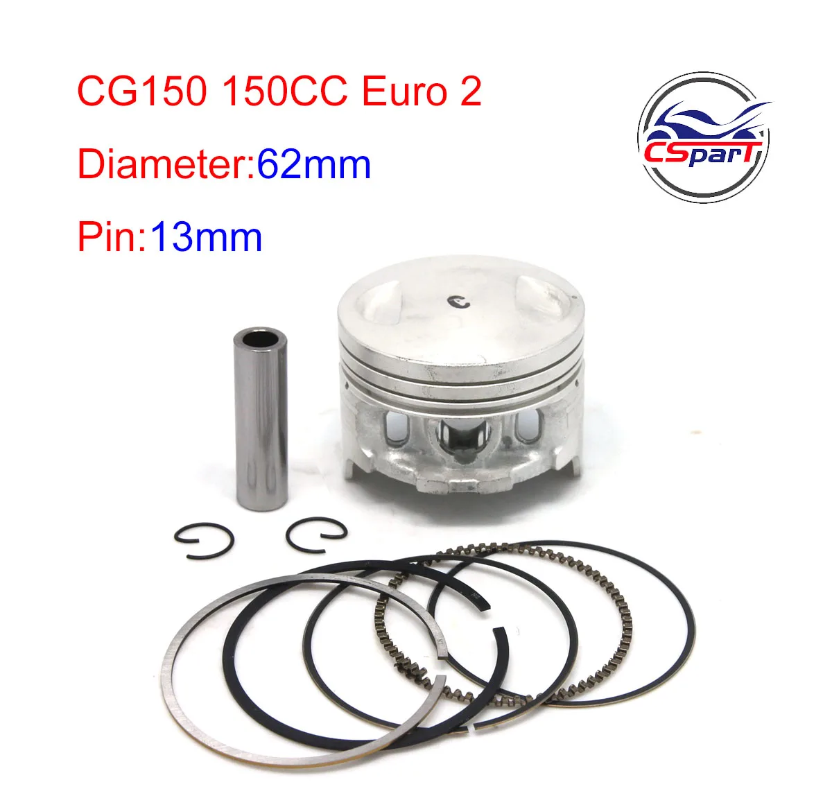 CG150 150C 62mm 13mm 0.8mm ring Piston Kit for Honda C 162FMJ Euro 2 ...