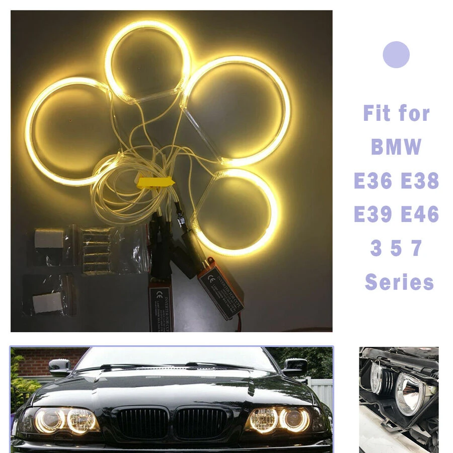 CCFL Angel Eye Halo Light Ring Fit for BMW E46 E39 E38 E36 Yellow ...