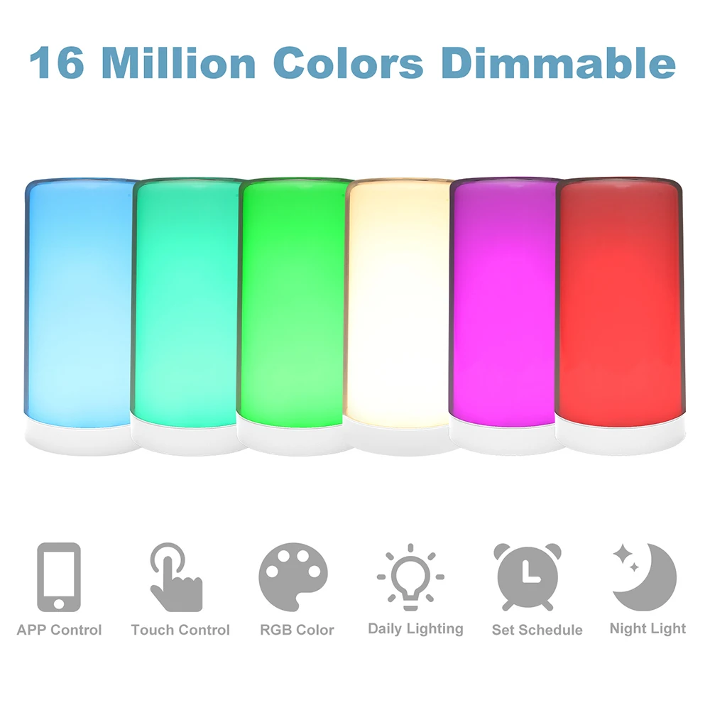 USB Smart Table Lamp WiFi Portable Bedside Lamp Works with Alexa Google Home RGB Night Lights Dimmable LED Nightstand Touch Lamp AliExpress