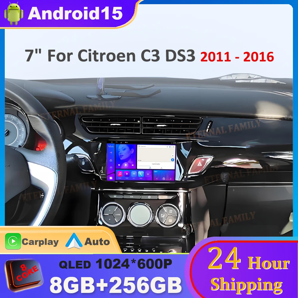 7 " Android 15 For Citroen C3 DS3 2011 - 2016 Car raddio carplay Auto ...
