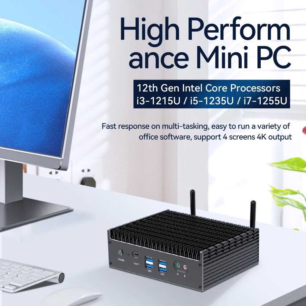 12th Gen Intel i7 1255U Mini PC: 10 Cores, Windows 11 – Assorted Produce