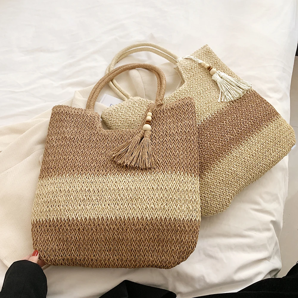 Straw-Beach-Bag-Summer-Woven-Tote-Bag-with-Tassels-Large-Shoulder-Bag ...