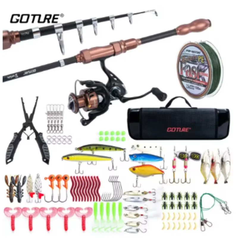 Goture 1 8 M 2 1 M 2 4 M 2 7 M Teleskop Angelrute Und Rolle Kombination
