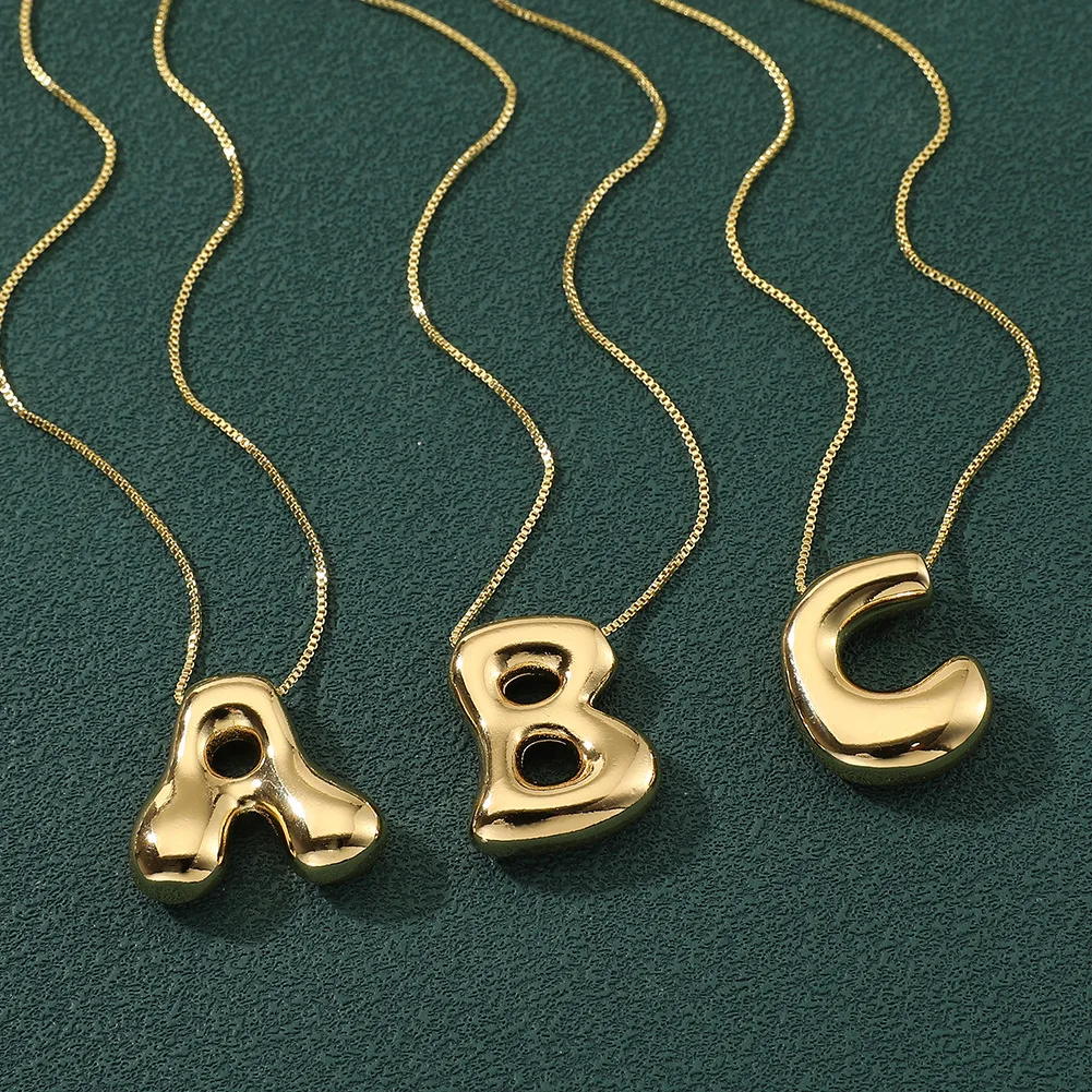 Alphabet-Pendant-Bubble-Letter-Necklace-Balloon-Initial-Necklaces-for ...