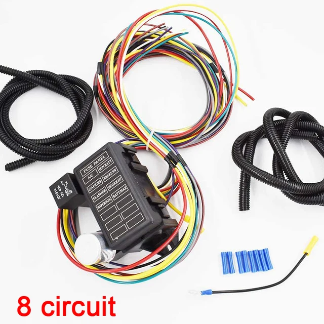 8 14 Circuit Fuse Universal Wire Harness Muscle Car Hot Rod Street Rat ...