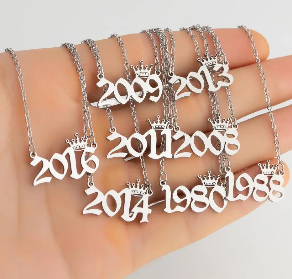 Bxzyrt-Stainless-Steel-Year-Number-Crown-Necklace-1980-2019-Birther-For ...