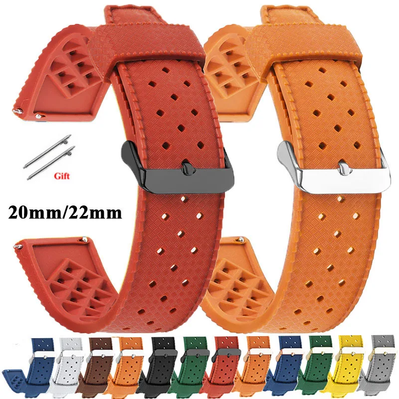 Silicone-Waterproof-Strap-20mm-22mm-Watch-Band-Men-Women-Uninversal ...