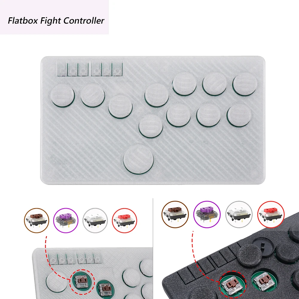 FightingBox Flatbox Arcade Stick Controller For PC Pico Mini Style Hot SWAP Kailh Hitbox ...
