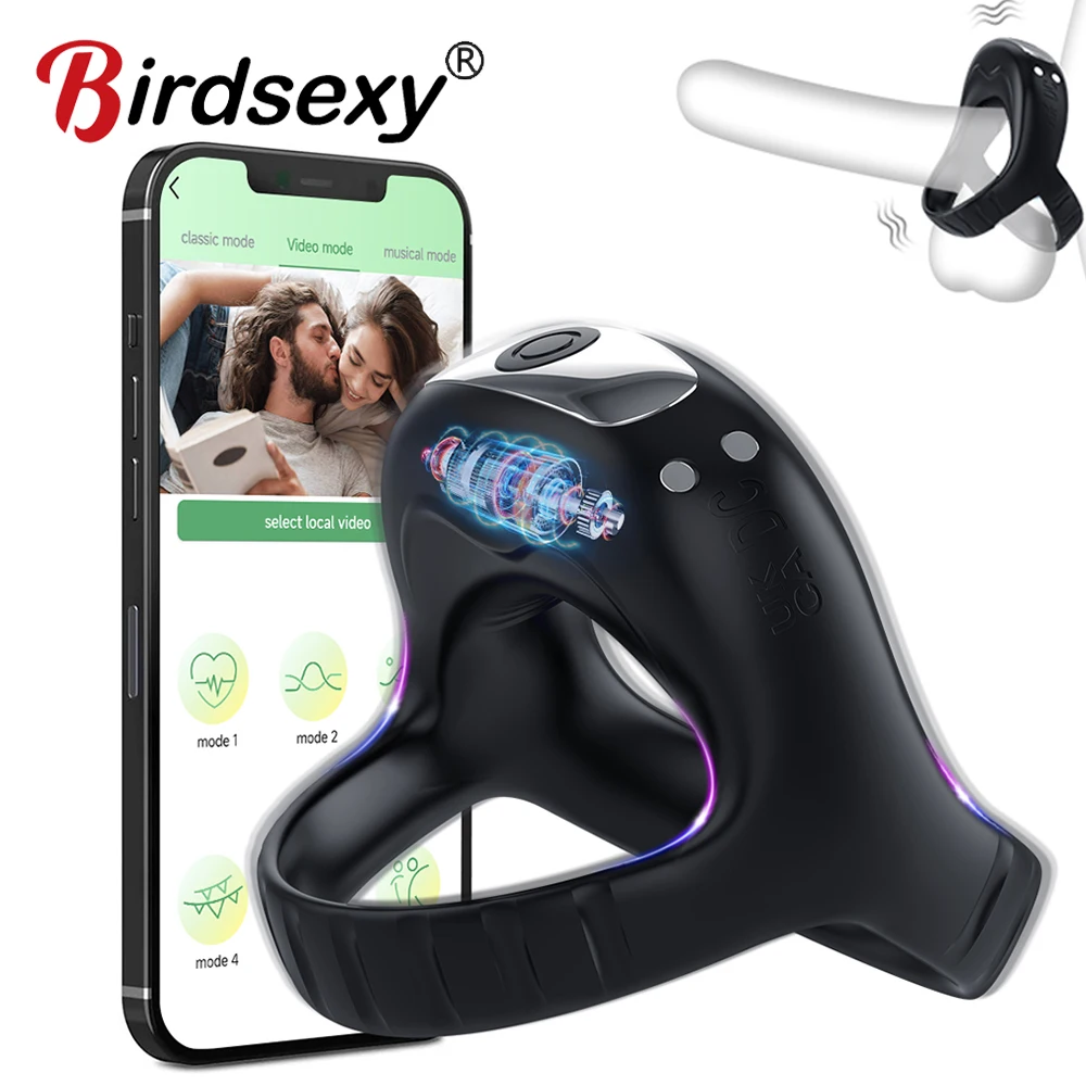 APP Bluetooth Penis Vibrator Cockring Cock ring on for Man Delay ...