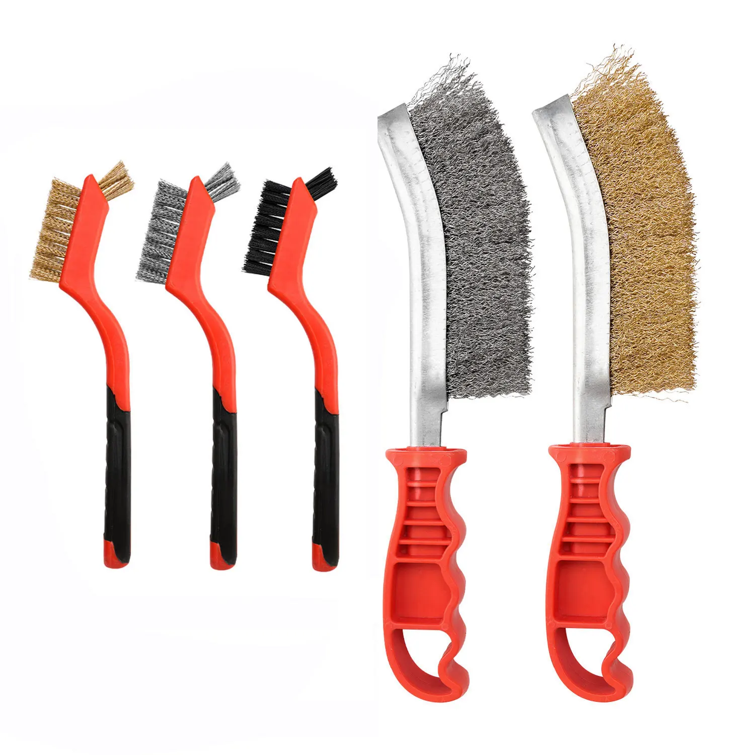 5-Pcs Steel Wire Brush Set Multi-Purpose Nylon and Copper Wire Brushes ...