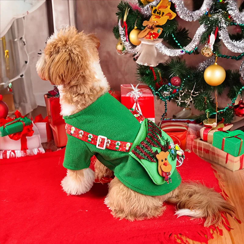 Pet Clothes Christmas Reindeer Backpack Design Hoodies Outfit Christmas ...