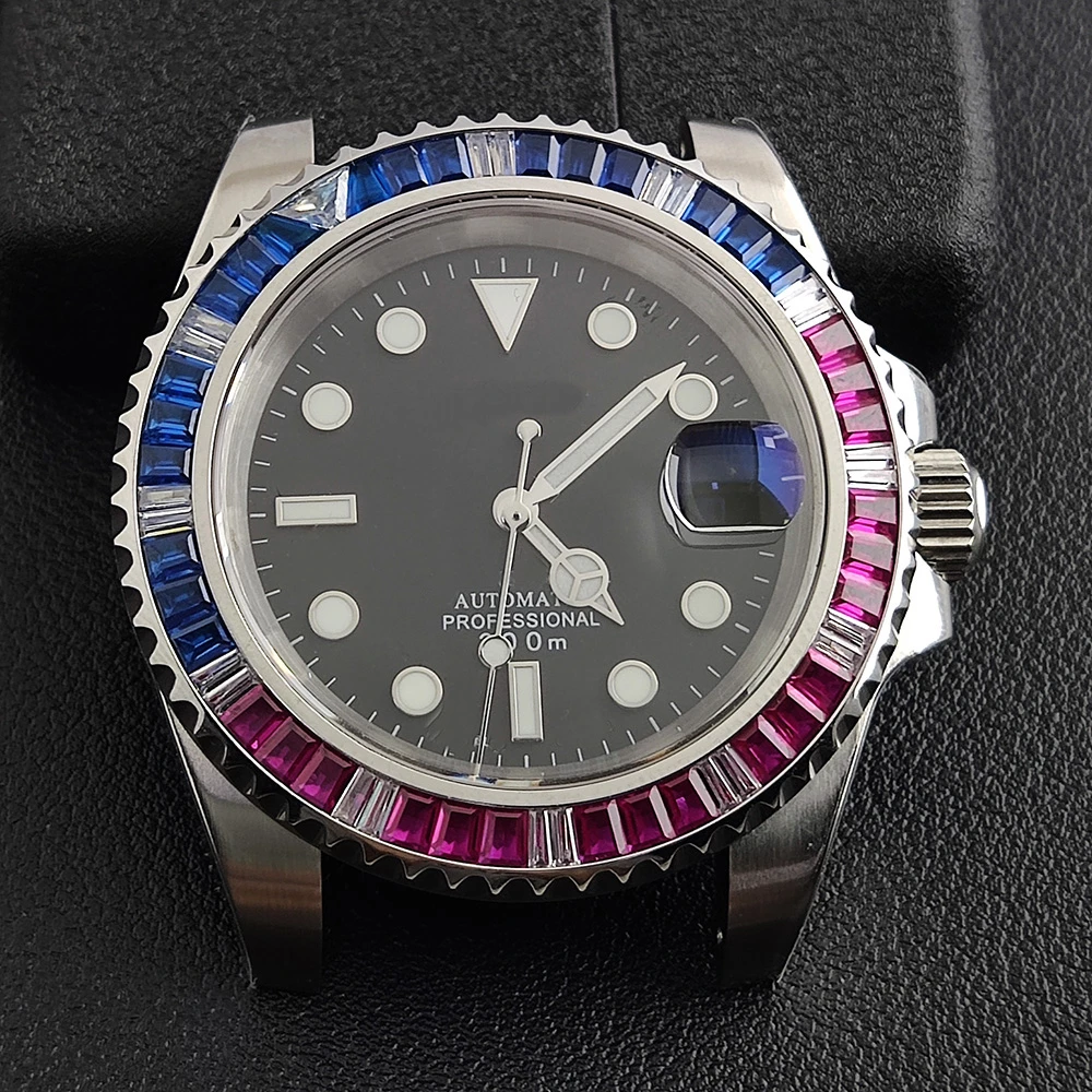 40MM NH35 Case Diamond Stainless Steel Case Men Mechanical Watch ...