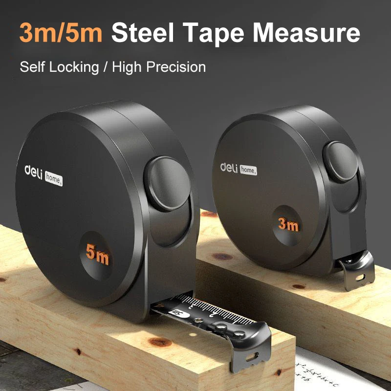 Deli Tools 1Pcs 3/5M Black Steel Material Measuring Tape Measure High ...