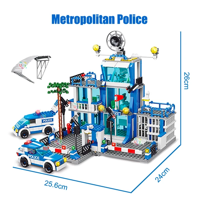 City Police Station Building Blocks – Car with 666 Building Blocks for ...