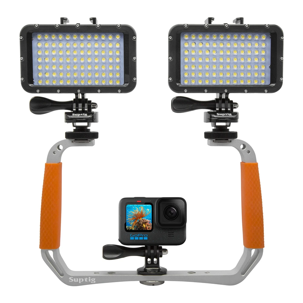 Underwater-Diving-Rig-Cold-Shoe-Mount-With-Waterproof-LED-Video-Light ...