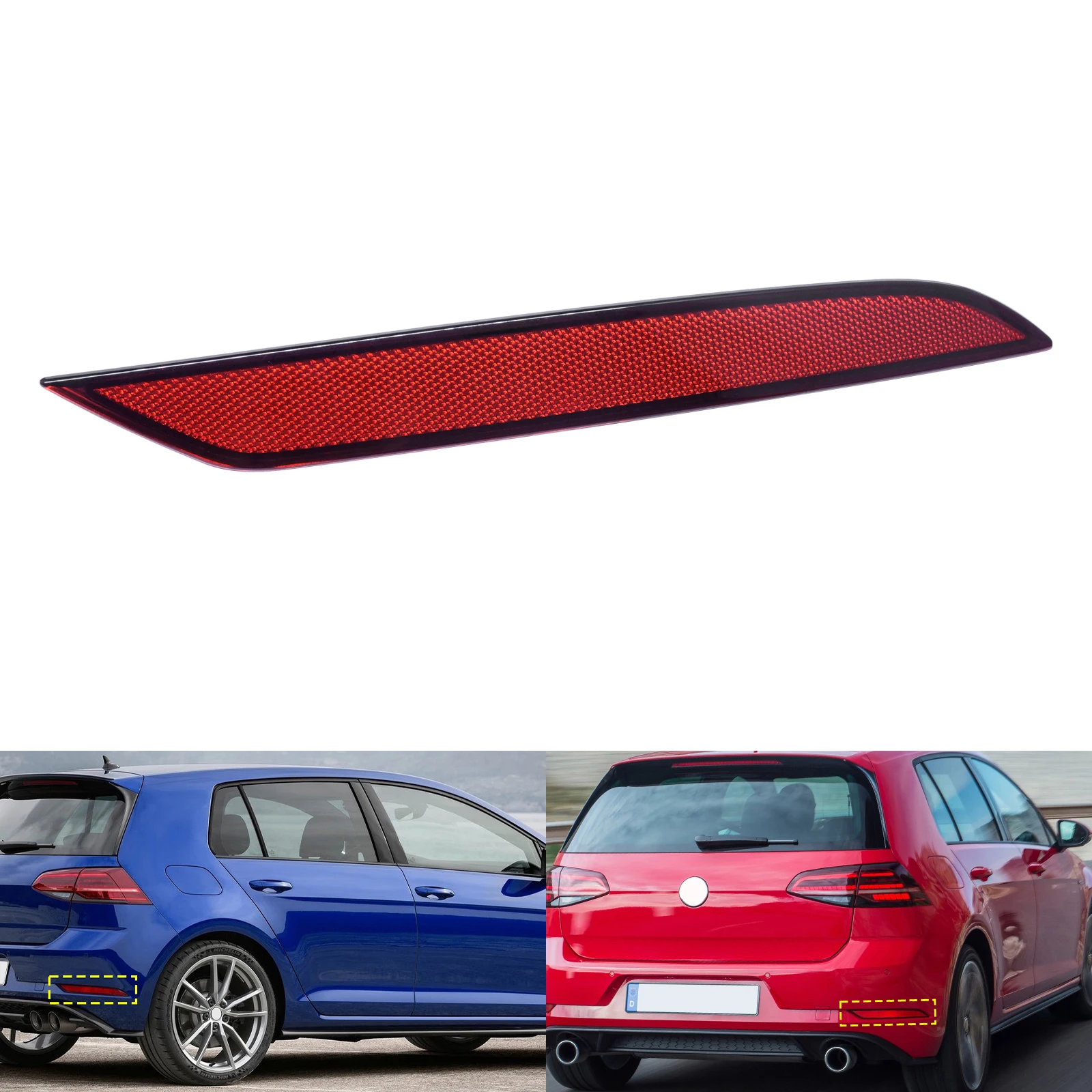 Right Rear Bumper Reflector Cover Red Lens O/S For 2017-20 VW Golf MK7 ...
