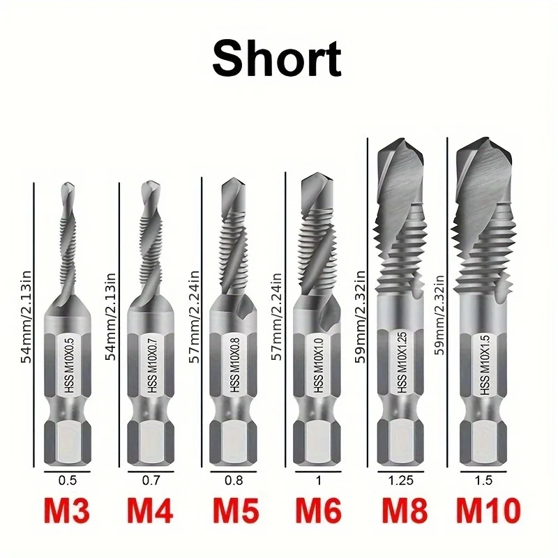 6pcs-Drill-Tap-Combination-Bit-Set-Metric-Thread-M3-M4-M5-M6-M8-M10 ...