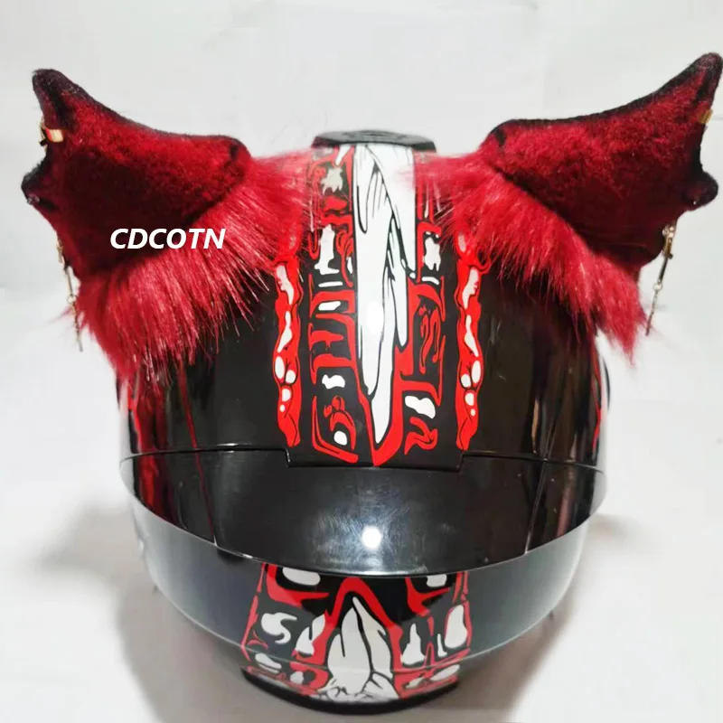 3D Plush Animal Ears Devil Bat Motorcycle Electric Helmet Decoration ...
