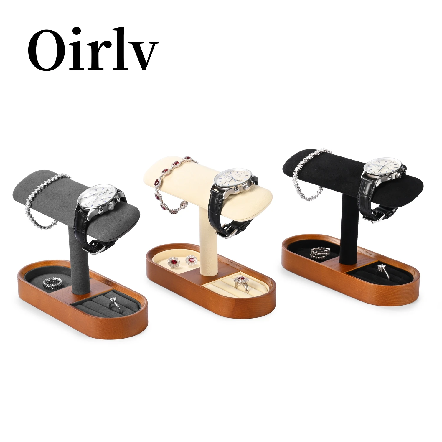Oirlv-Wooden-Watch-Holder-Black-T-Shaped-Jewelry-Stand-For-Ring ...