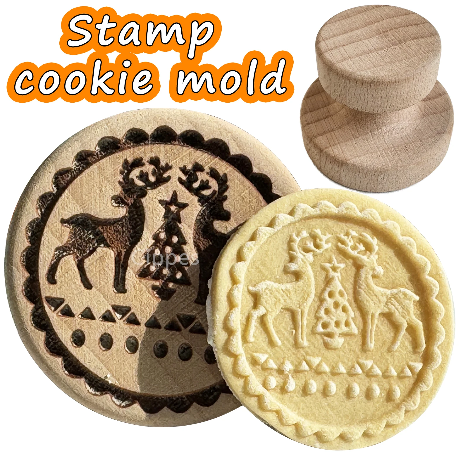 Wooden-Cookie-Stamp-Cookie-Mold-for-Christmas-with-Reindeer-Snowman ...