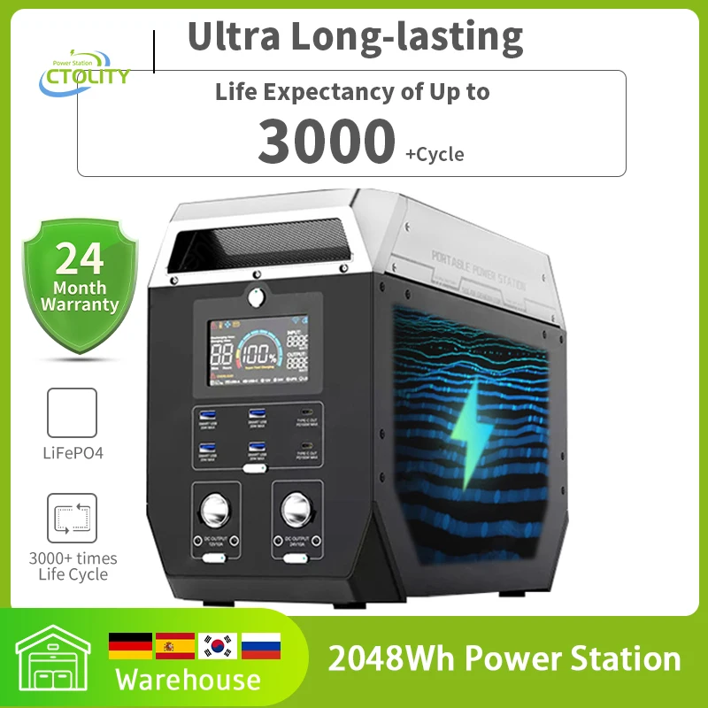 2016wh Portable Power Station 2400w Ac Outlets 640000mah High Capacity ...