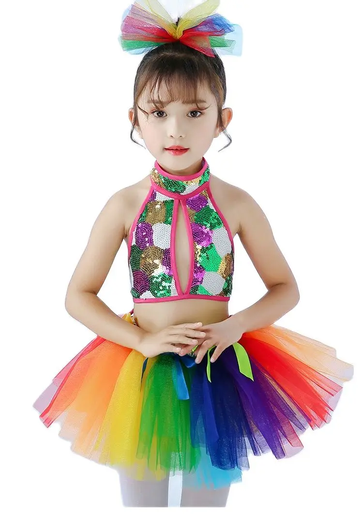Kids-Ballroom-Clothing-Sequined-Modern-Dance-Dress-Girls-Jazz-Dance ...
