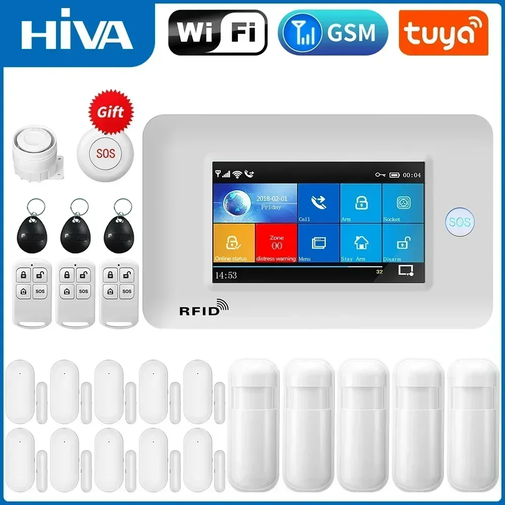 HIVI-Wireless-Home-Alarm-System-GSM-WiFi-With-Motion-Sensor-Detector ...
