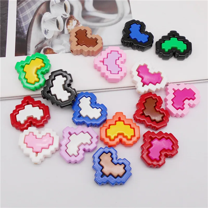 10PCS-Set-Plastic-Pixel-Heart-Shape-Beads-Random-Mixed-Assemblable ...
