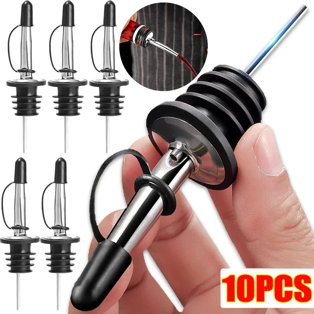 Stainless Steel Wine Pourer Olive Oil Stopper Cap Dispenser Spout Sauce ...