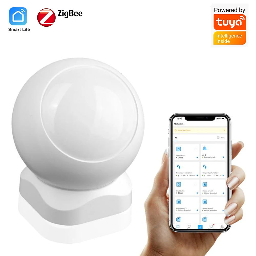 Tuya ZigBee Smart PIR Motion Sensor Built In Battery Passive Infrared Detector Security Burglar ...