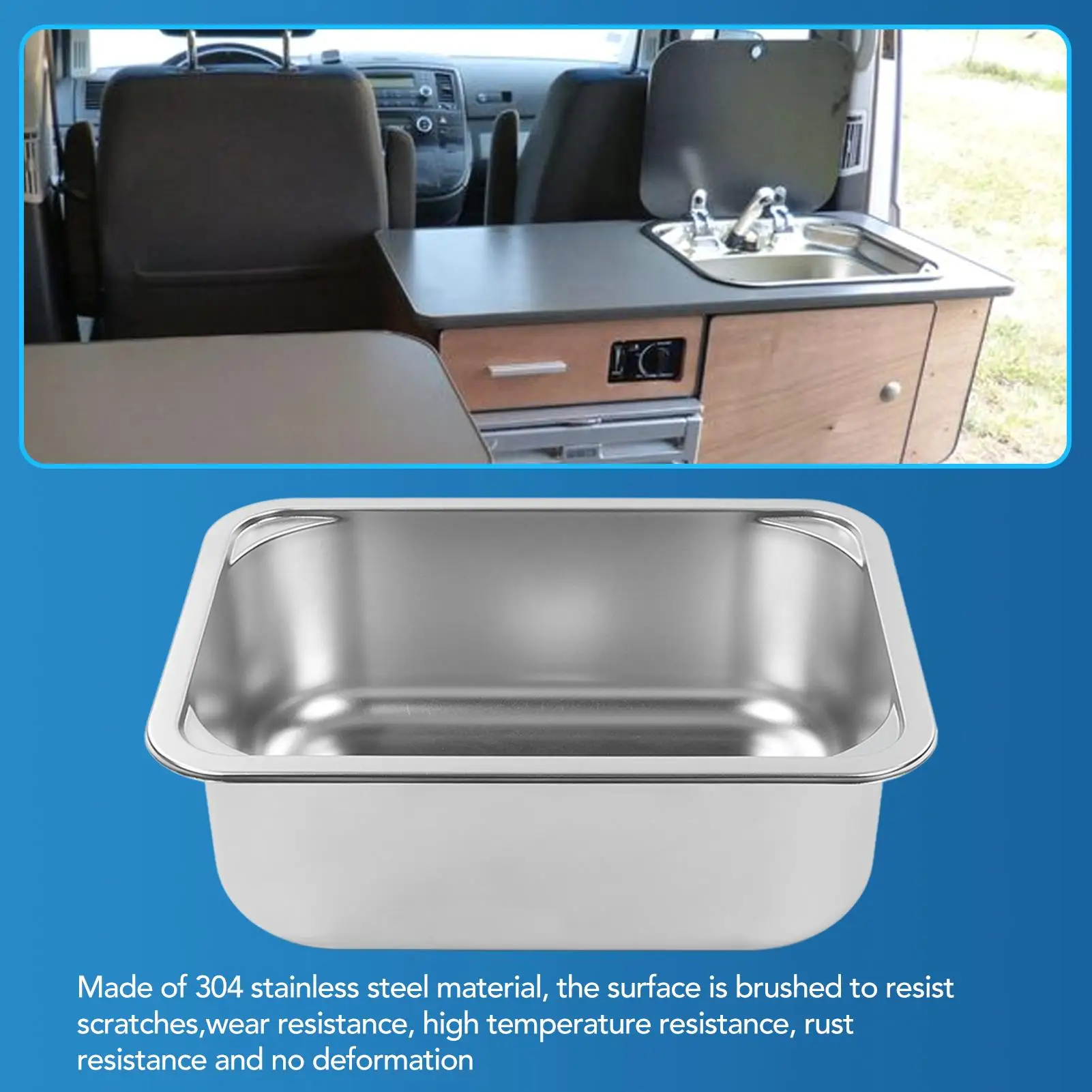 304-Stainless-Steel-Flush-Mount-RV-Hand-Wash-Basin-Sink-40mm-Drain-For ...