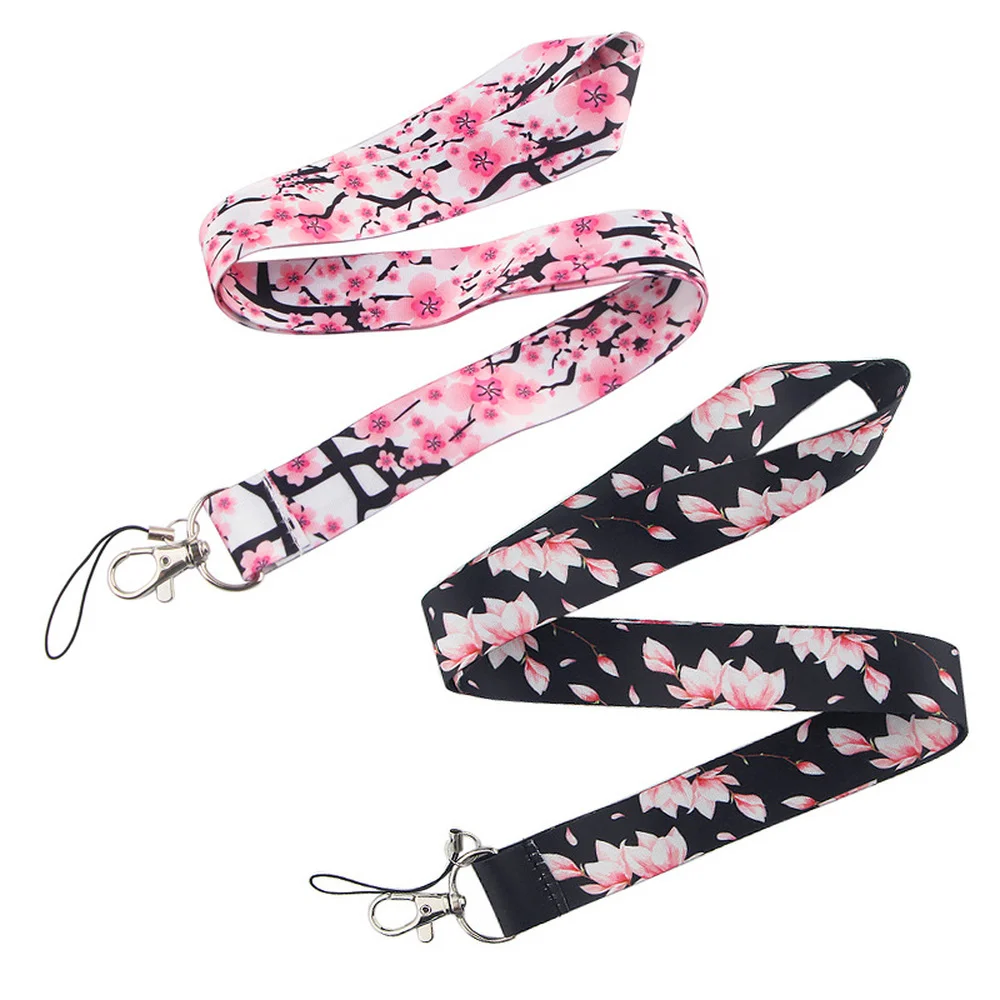 Pink-Flowers-Mobile-Phone-Straps-Keychain-Lanyard-for-Keys-USB-ID-Card ...