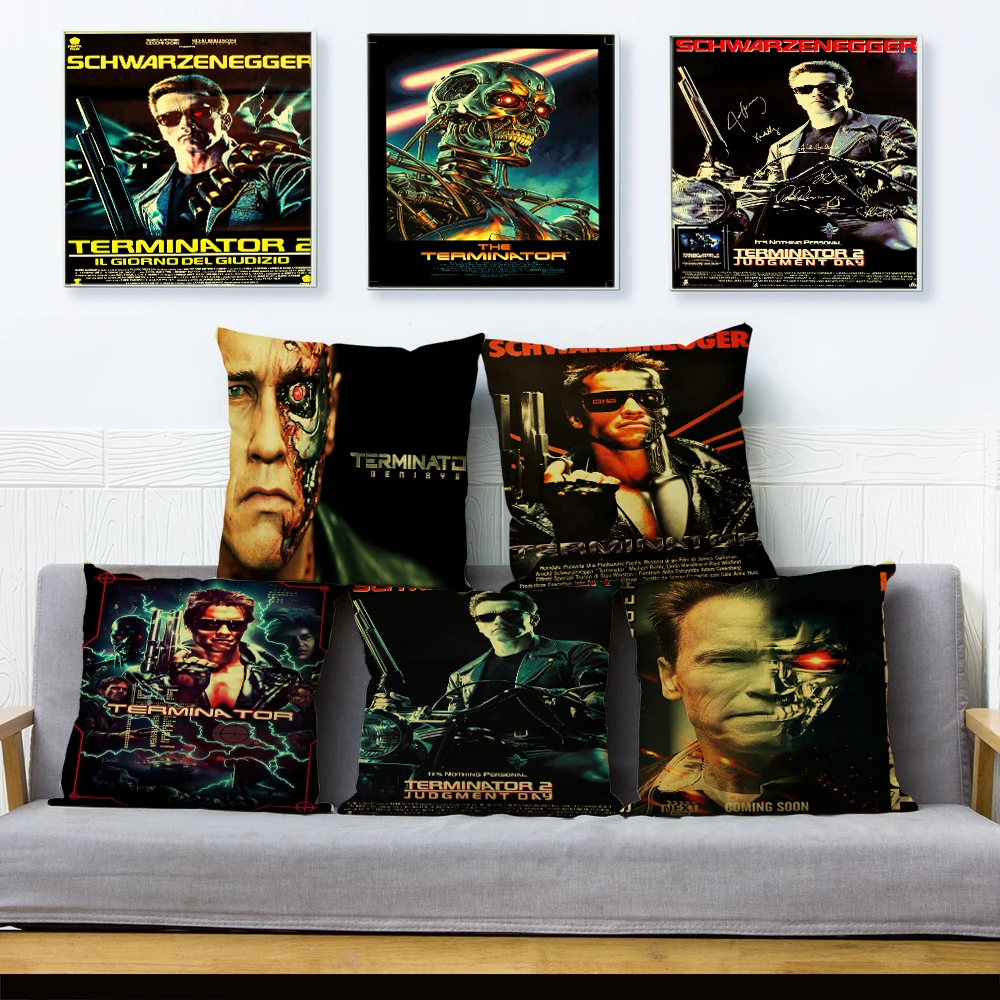The-Terminator-T-800-Cushion-Cover-Decor-Classic-Movie-Robot-Warrior ...