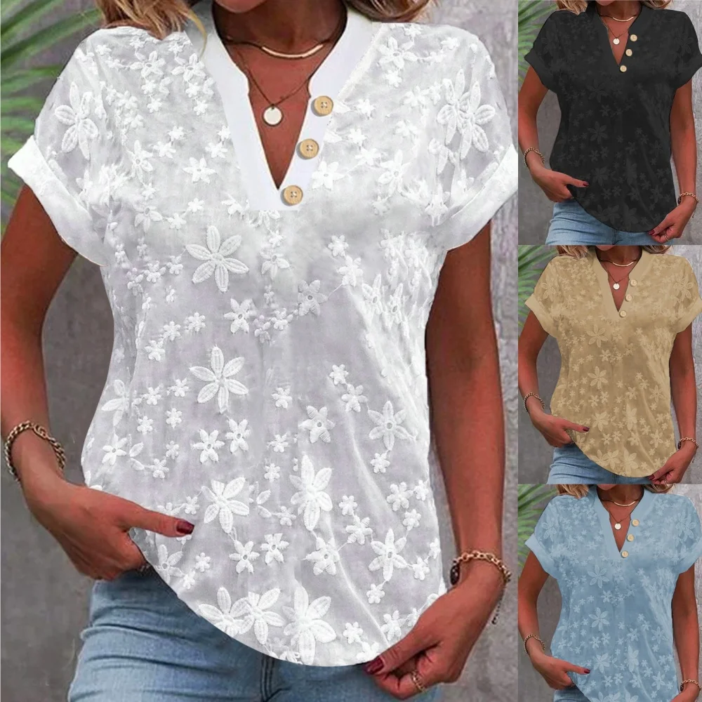 Blusa-de-renda-branca-recortada-feminina-Ilh-cortado-bordado-superior ...