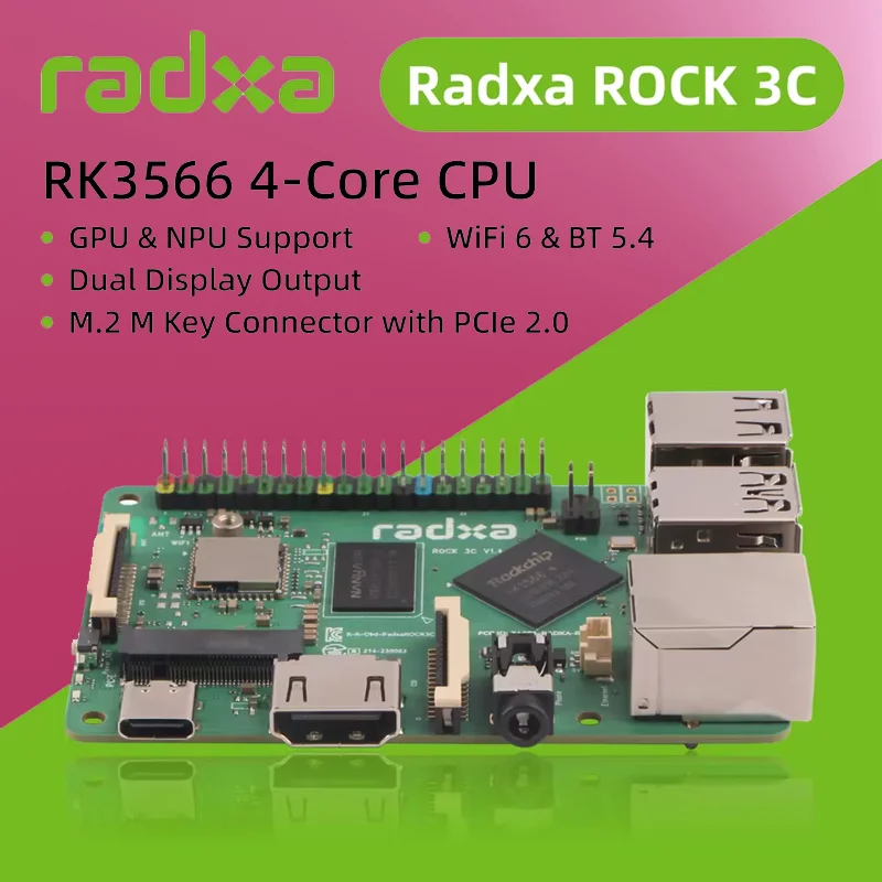 RADXA Rock Pi 3C RK3566 Quad-core Cortex A55 Board 32bit 3200Mb/s ...