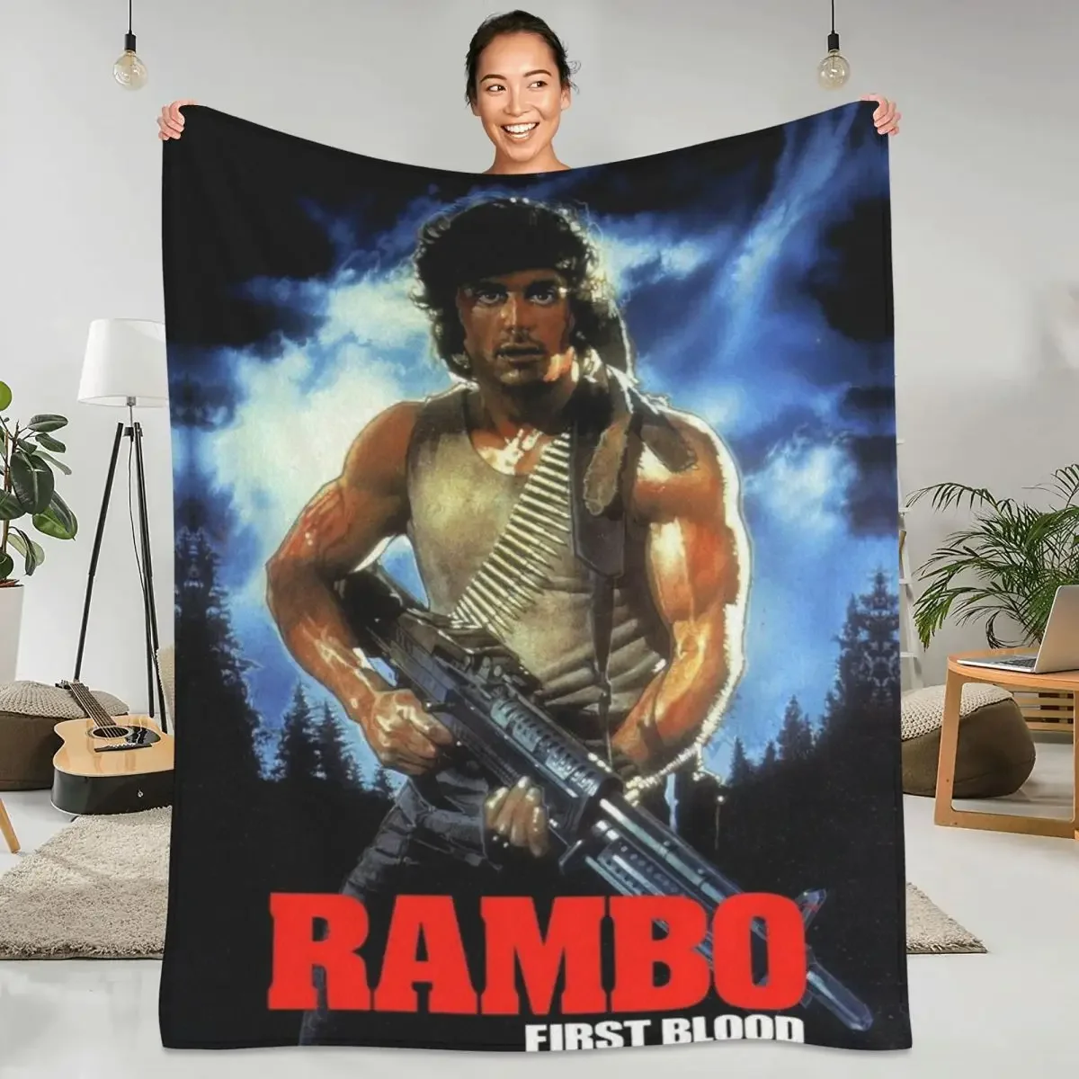 Rambo-First-Blood-Flannel-Blanket-Quality-Soft-Warm-Shooting-Movie ...