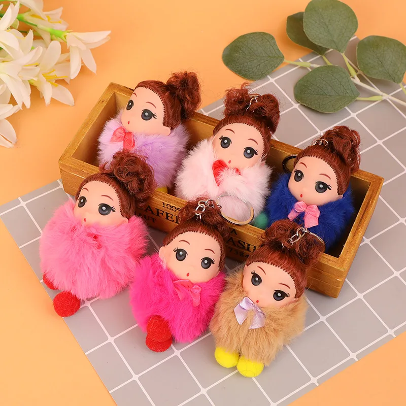 6pcs Plush Keychain Fluffy Fur Keychain Soft Faux Fur-like Car Keyring ...