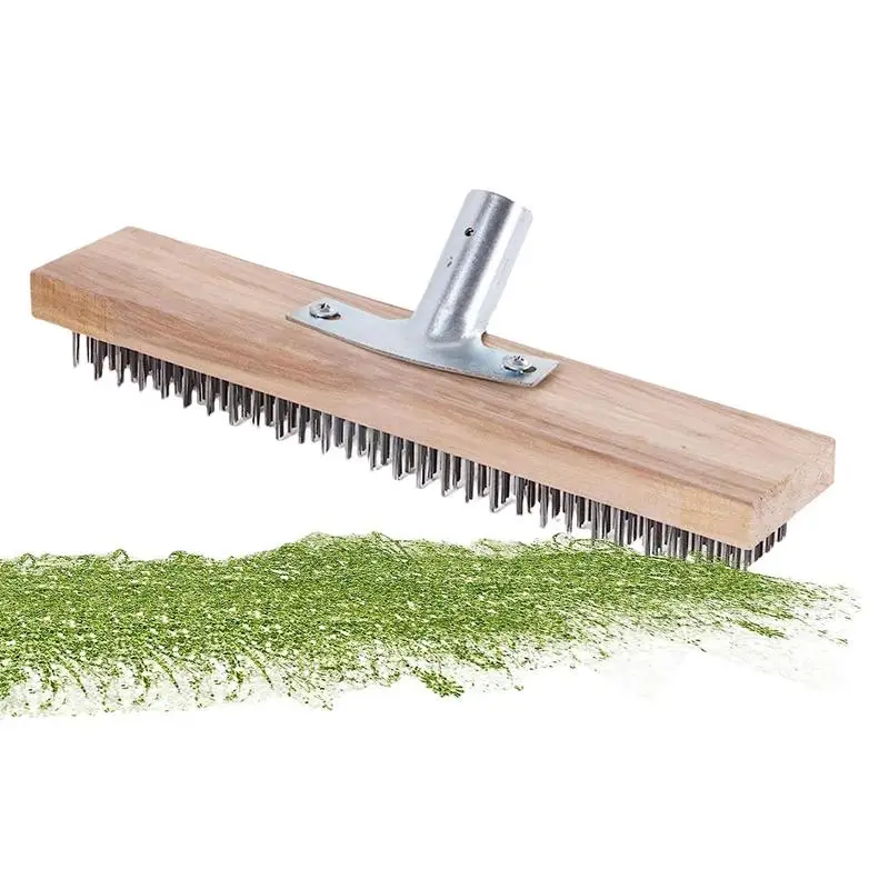 Steel-Scrub-Brush-Widened-Rustproof-Weed-Moss-Metal-Broom-Portable ...