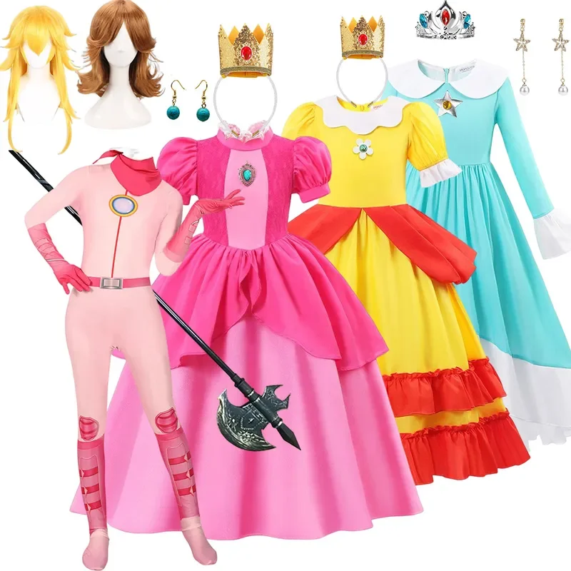 Game-Role-Play-Peach-Princess-Dress-for-Girls-Daisy-Rosalina-Cosplay ...