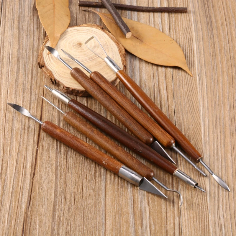 6pcs Sculpting Tool Pottery Tools Wood Handle Pottery Set Wax Carving ...