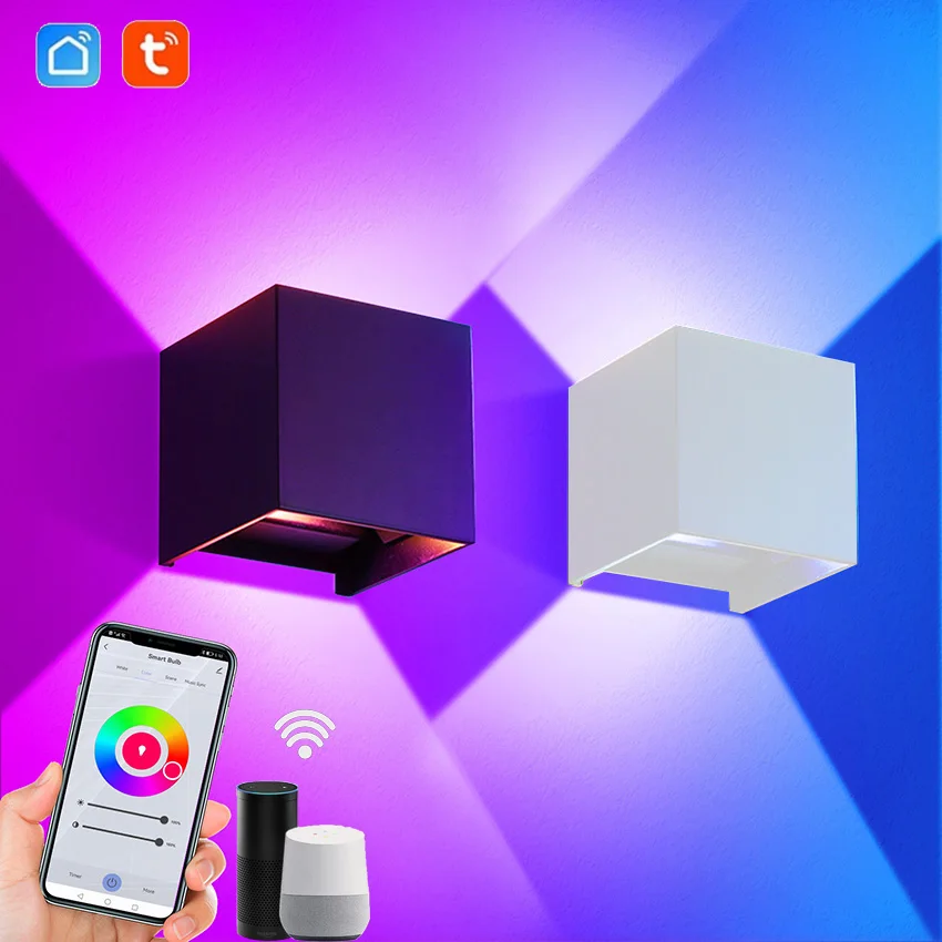Suidhome-WIFI-Smart-LED-Wall-Lamp-IP65-Waterproof-Outdoor-Aluminum-Cube ...