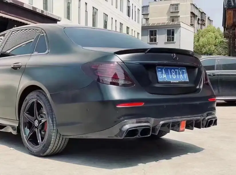 For Mercedes Benz E Class W213 200 260 300 E43 E63 2016-2020 Real Carbon Fiber Rear Diffuser ...